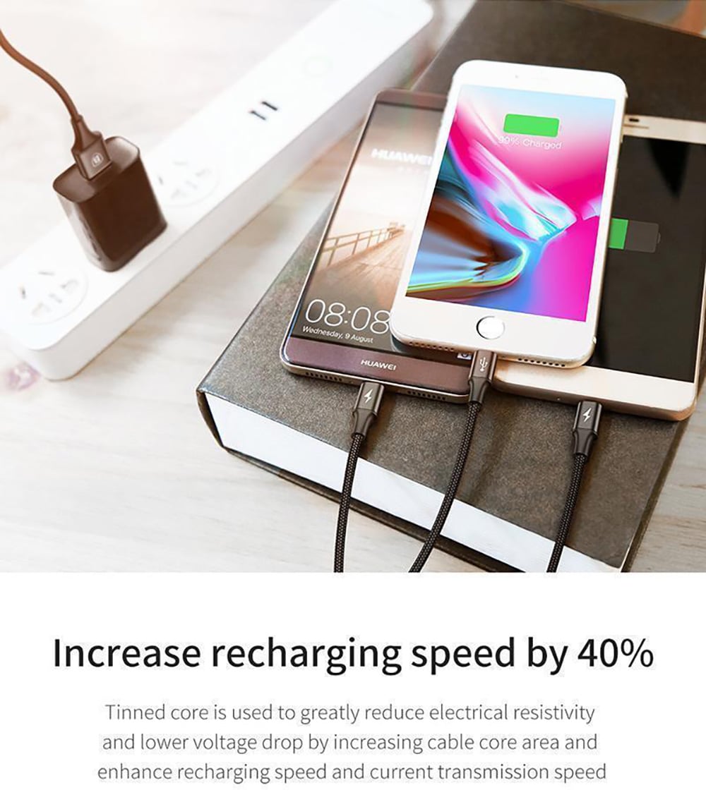 3 in 1 USB Charging Cable - 4ft Multi Chord Charger, Black - Sirius ...