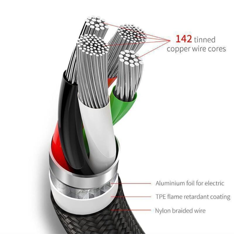 3 In 1 USB Charging Cable - 4ft Multi Chord Charger, Black - Sirius ...