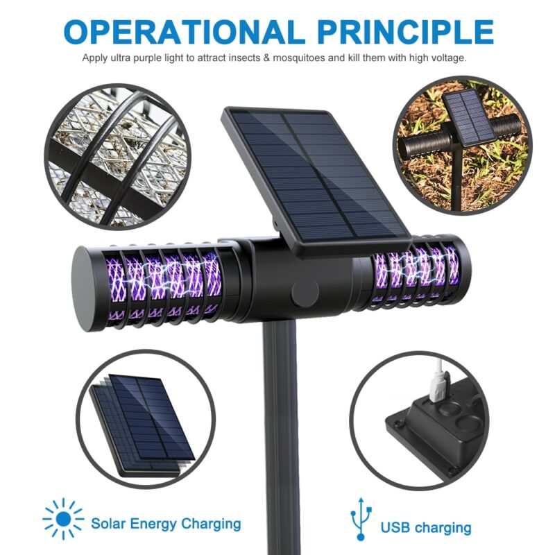 ArKil - Solar Powered Bug Zapper - Mosquito Killer - UV Attraction ...