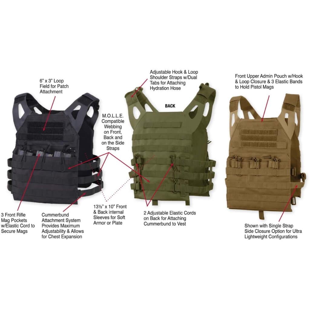 Rothco Lightweight Armor Plate Carrier Vest - Multiple Color And Size ...