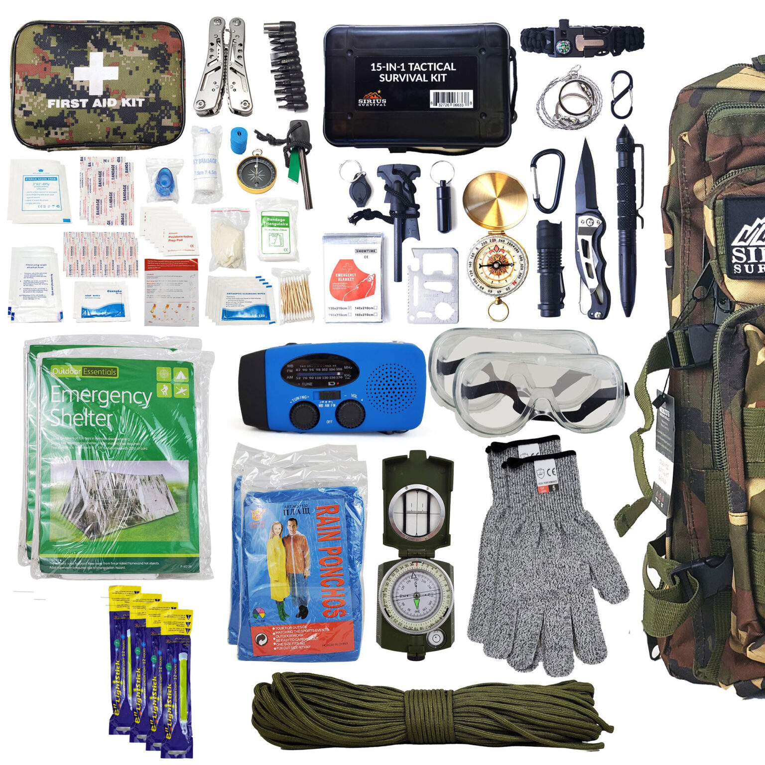 Pre-Packed Survival Backpack - Survival Kit For Family - Sirius Survival