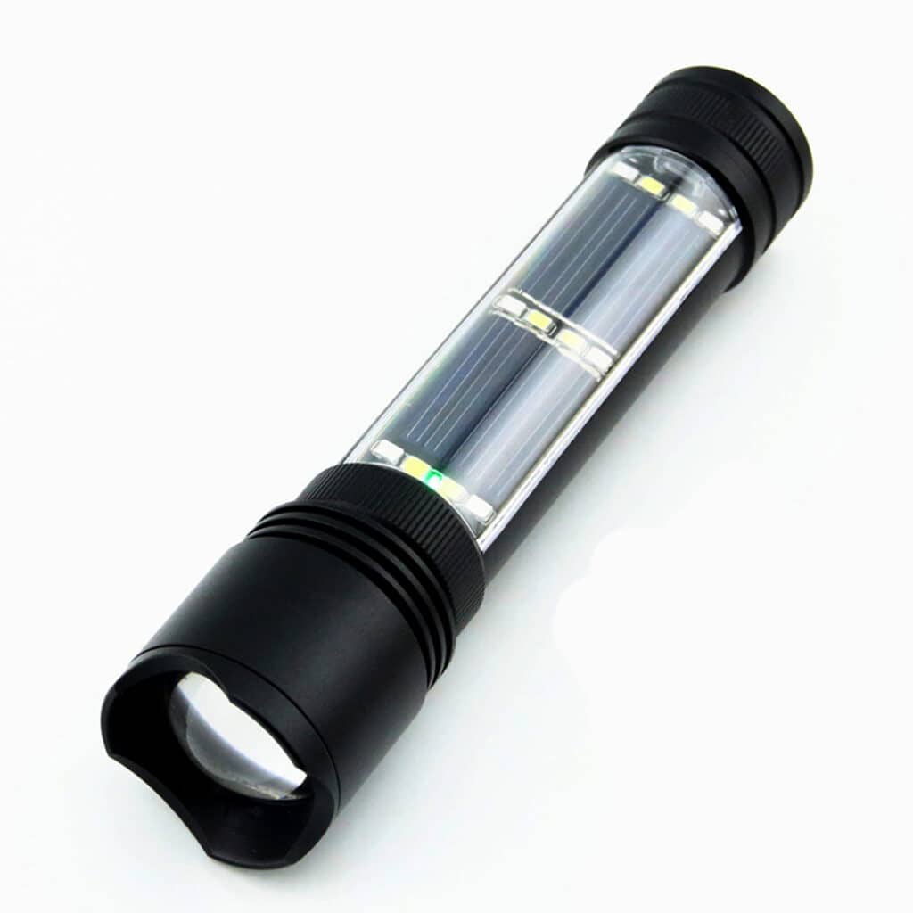 Solar Rechargeable 600 Lumen LED Flashlight With Adjustable Focus ...