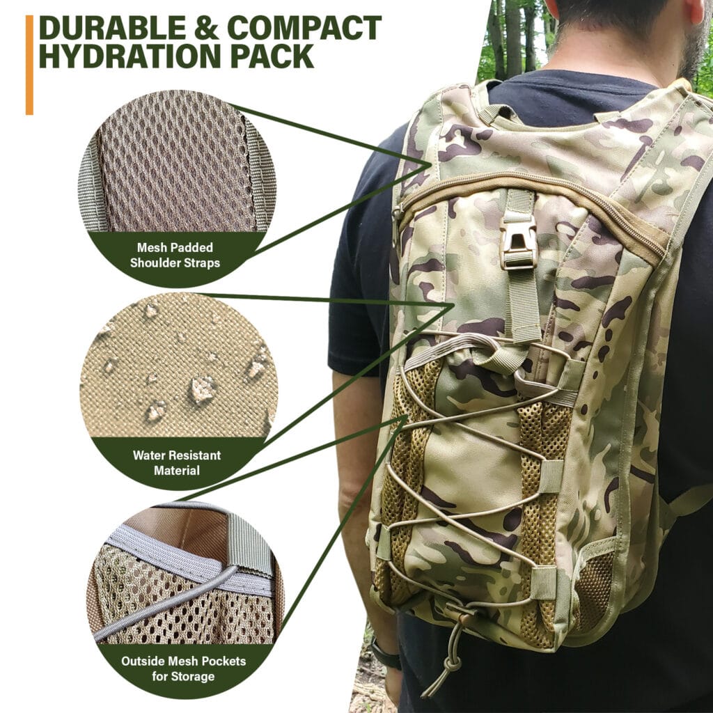 Tactical Hydration Pack With 3L Leak-Proof Water Bladder - Sirius Survival
