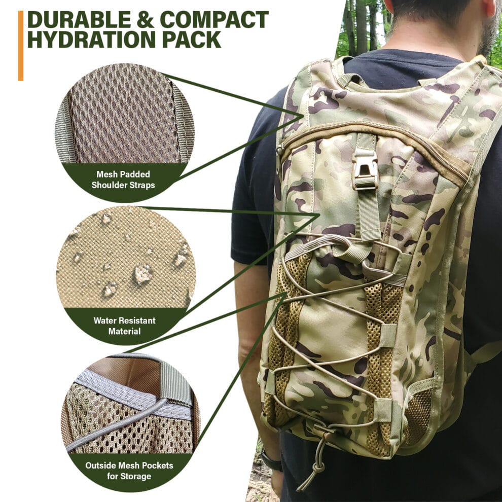 Tactical Hydration Pack With 3L Leak-Proof Water Bladder - Sirius Survival