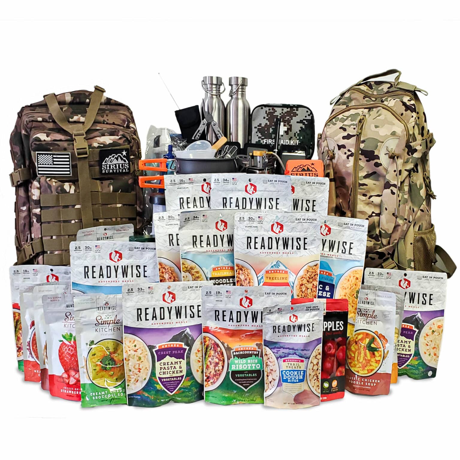 Pre-Packed Emergency Survival Kit/Bug Out Bag For 2 – 175+ Pieces - Sirius Survival