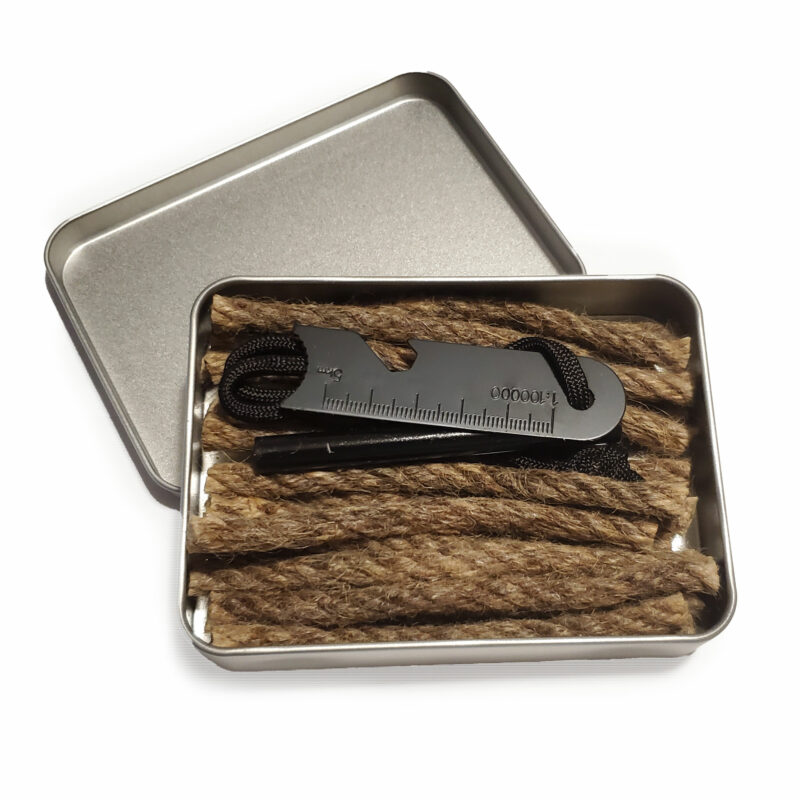 Wax Rope Fire Tinder With Striker And Tin - 20 Pieces Of Waxed Jute ...
