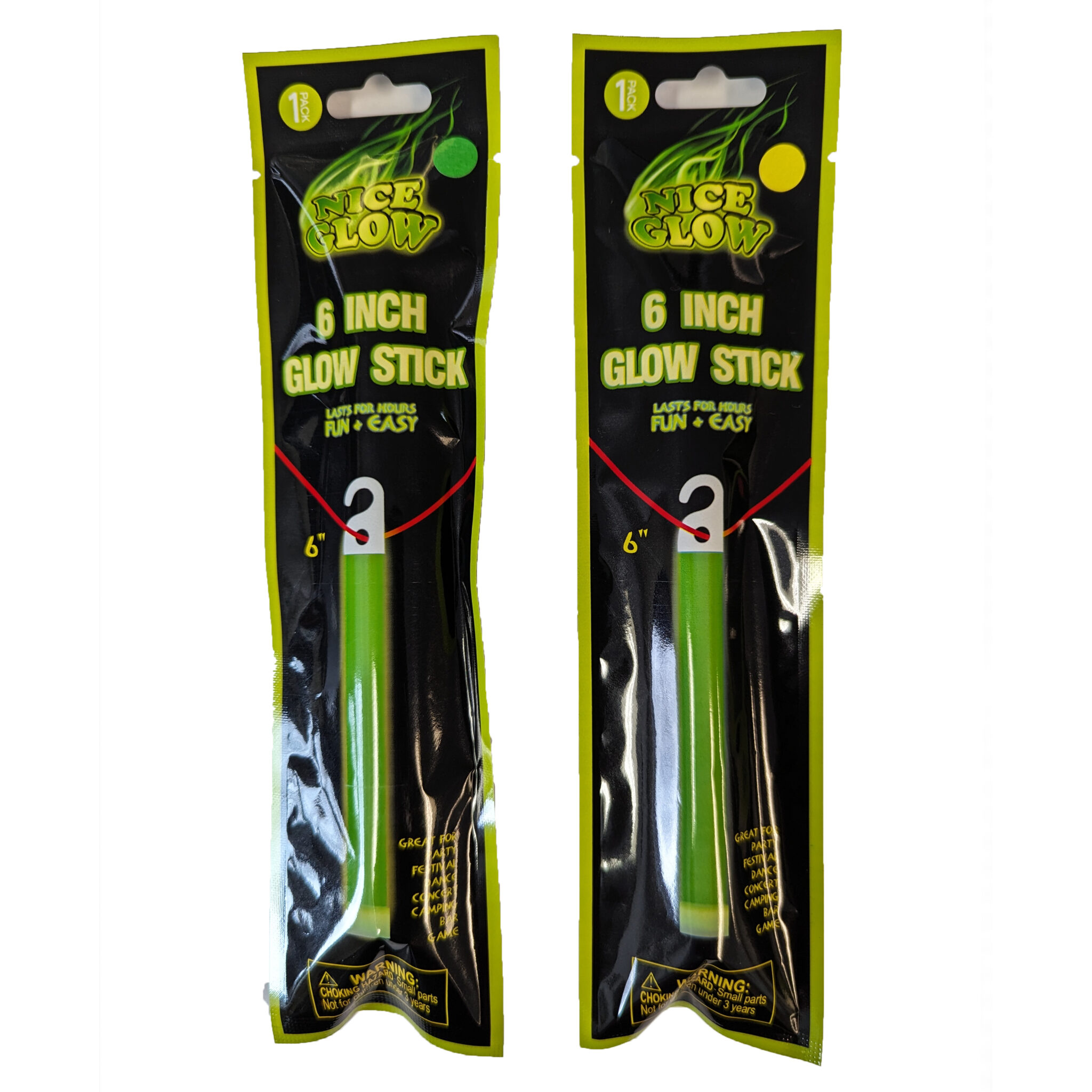 6in Glow Sticks / Light Sticks - Yellow/Green 2 Pack - Sirius Survival
