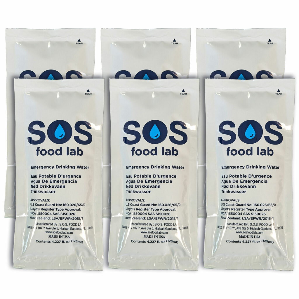 SOS Food Lab Emergency Drinking Water - 6 Pack - Sirius Survival SOS Food Lab Emergency Drinking Water - 6 Pack - Sirius Survival