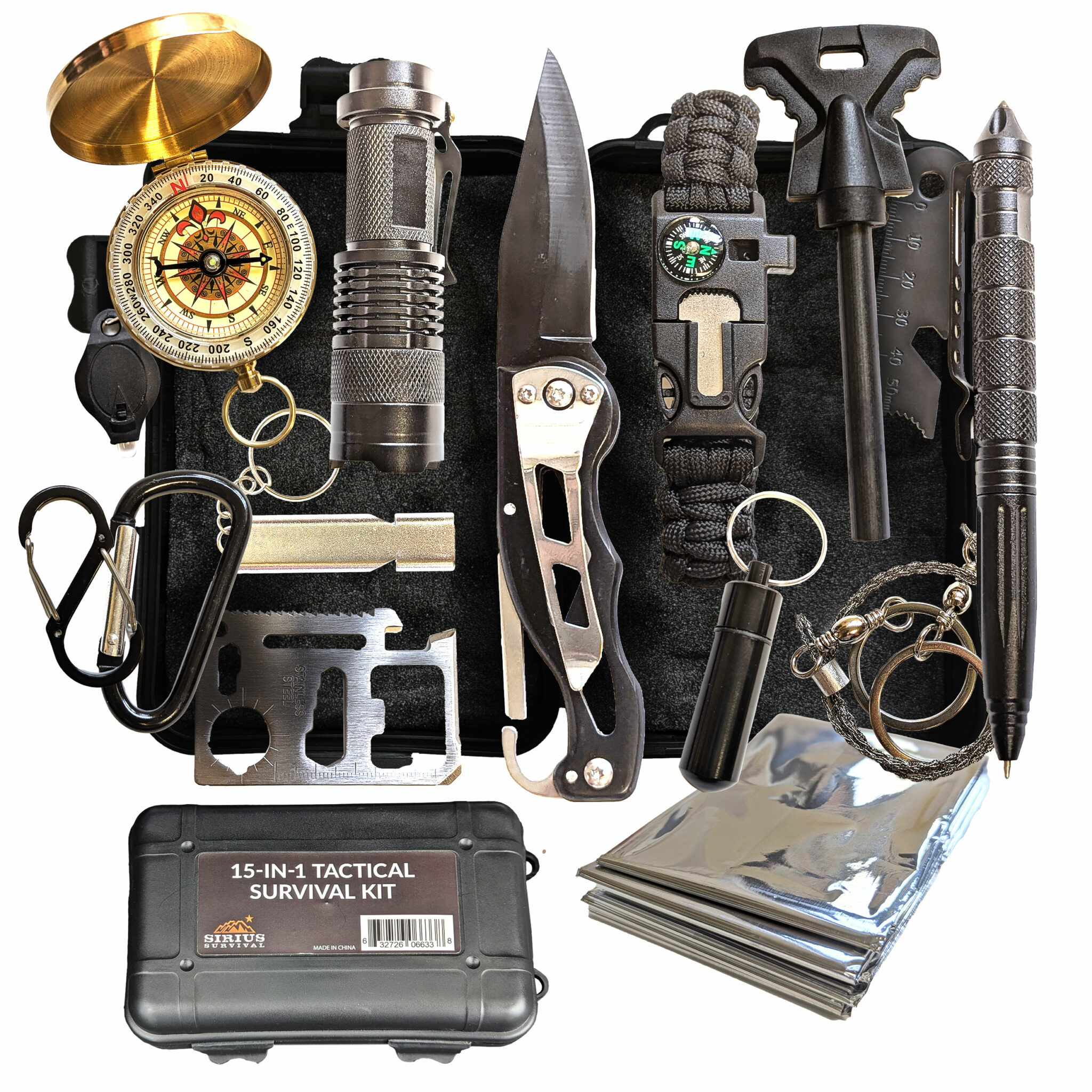 15 In 1 Survival Kit – Essential Emergency Tools & Gear In A Compact ...