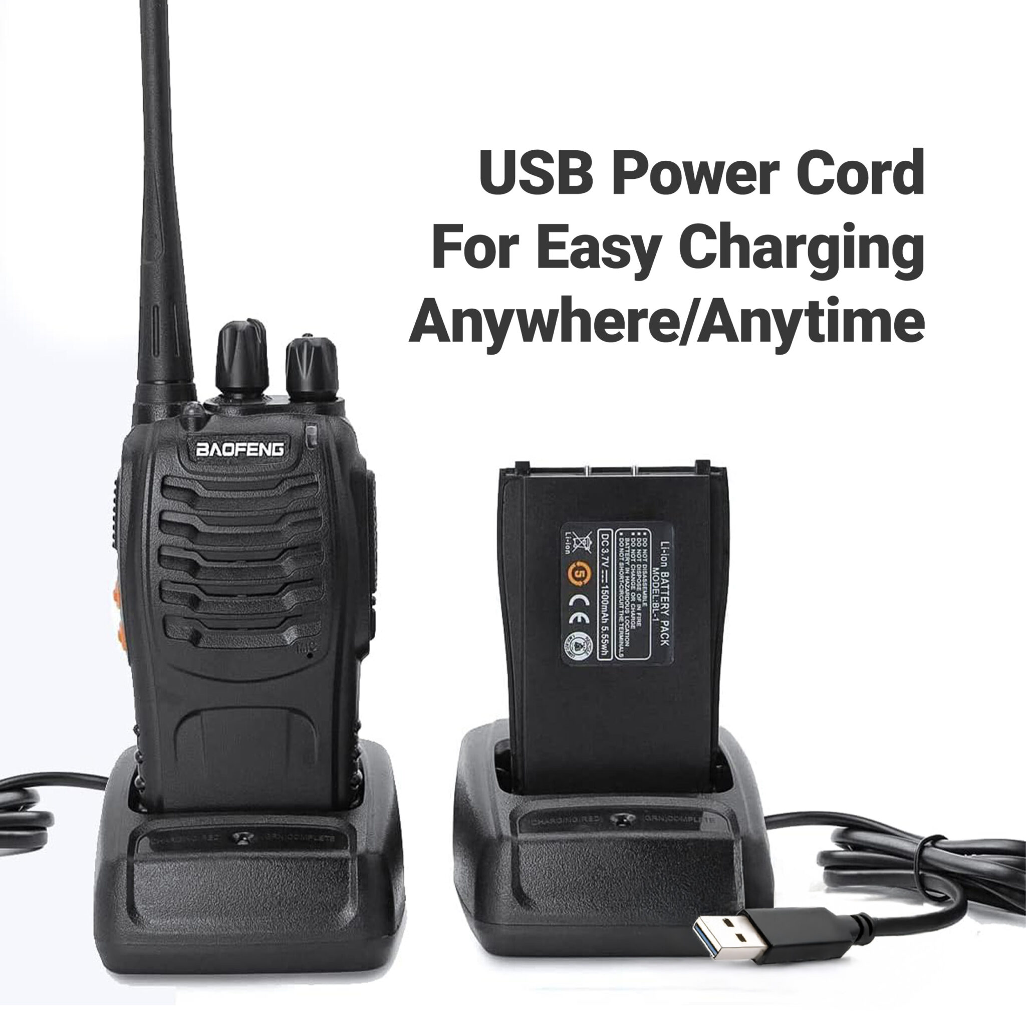Baofeng BF-888S 2 Way Radio - Pair W/ USB Charger & Earpieces - Sirius ...